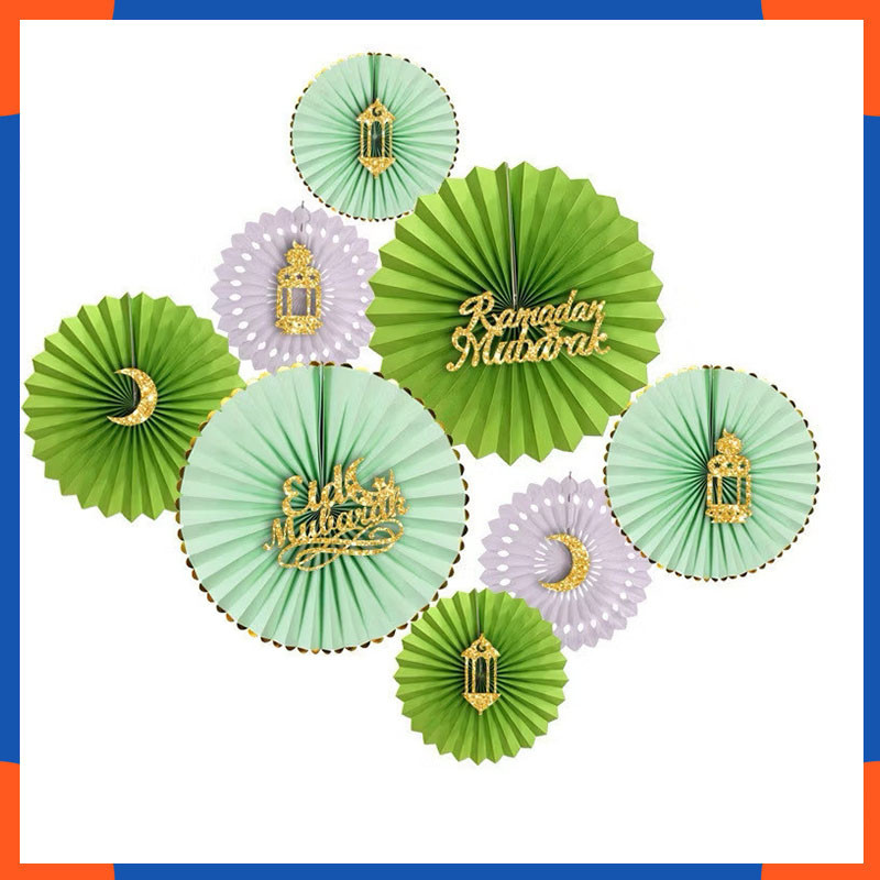8 PCS Eid Mubarak Ramadan Decorations Ramadan Paper Fans Hanging Kareem ...