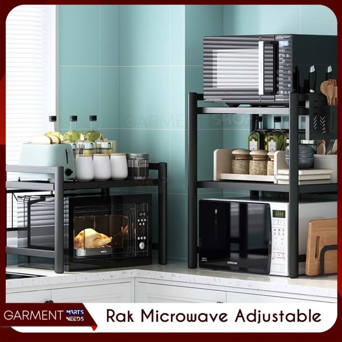 HITAM Microwave Oven Rack Stacking Kitchen Utensil Spice Storage Rack ...