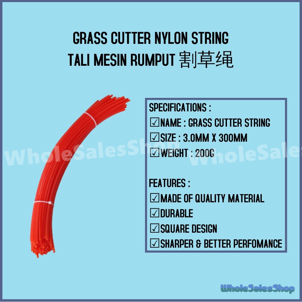 [3.0MM X 300MM] JAPAN GRASS CUTTER NYLON STRING TRIMMER LINE TALI MESIN ...