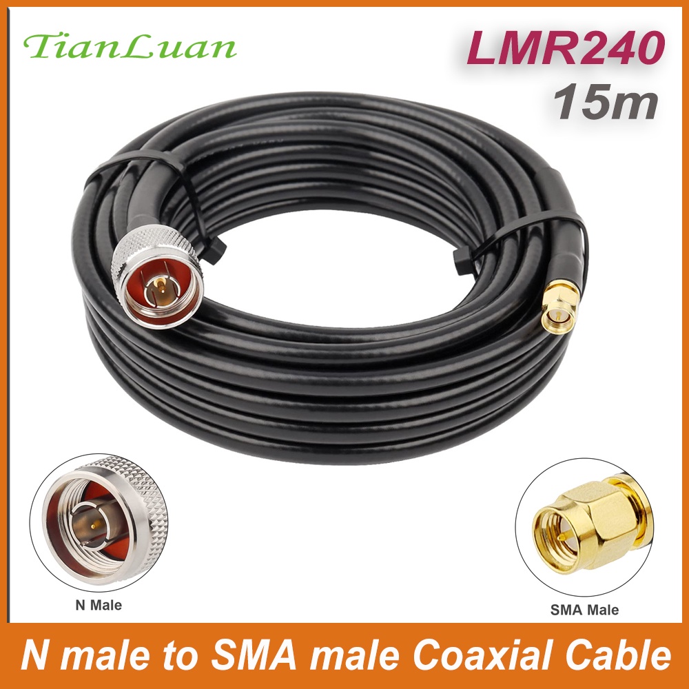 LMR240 15m Coaxial Cable N Male to SMA Male Connector Extension Cable Low Loss 50ohm Coax Cables ...