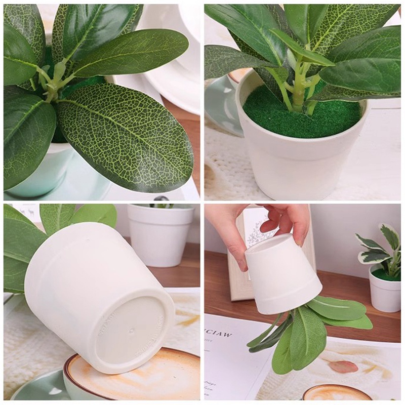 Small Artificial Potted Plant Office Fake Plants Bonsai Desktop ...