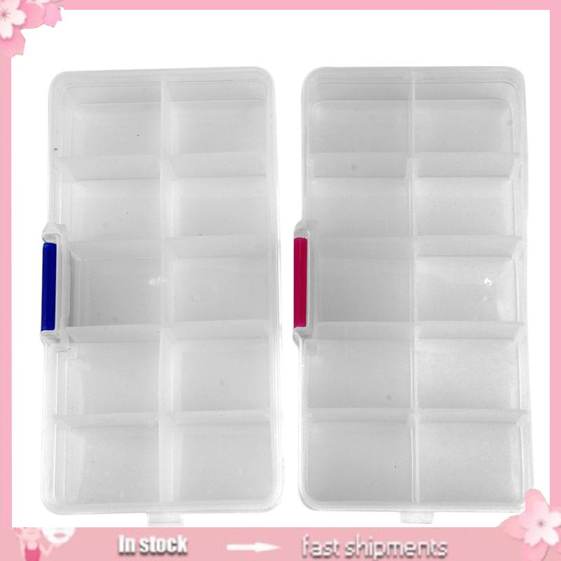 YOIOI 10-grid Clear Storage Box with Adjustable Partition Plastic ...