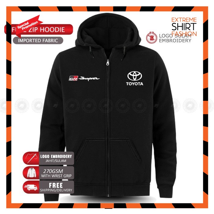 Zip Hoodie Sulam Toyota Supra GR Gazoo Racing Uniform Showroom Baju ...