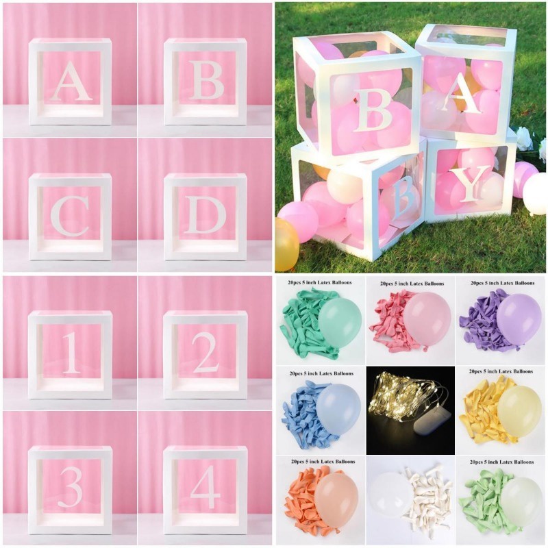 Alphabet Name Balloon Box/Number Balloon Box Custom Letter Paster ...