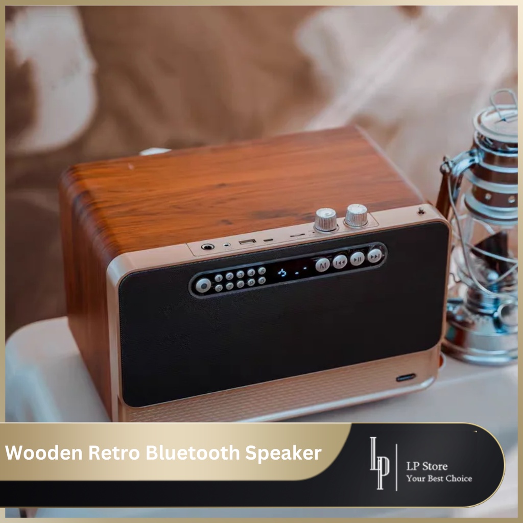 Mahovo Vintage Wooden Speakers FM Radio Manovo 30W Portable Wireless ...