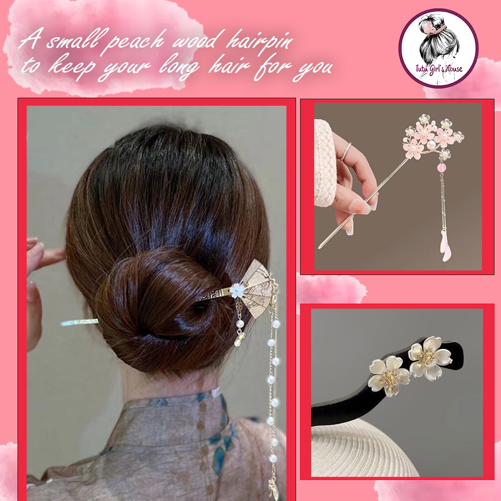 Chinese style hairpin ancient style tassel simple hairpin white snake ...