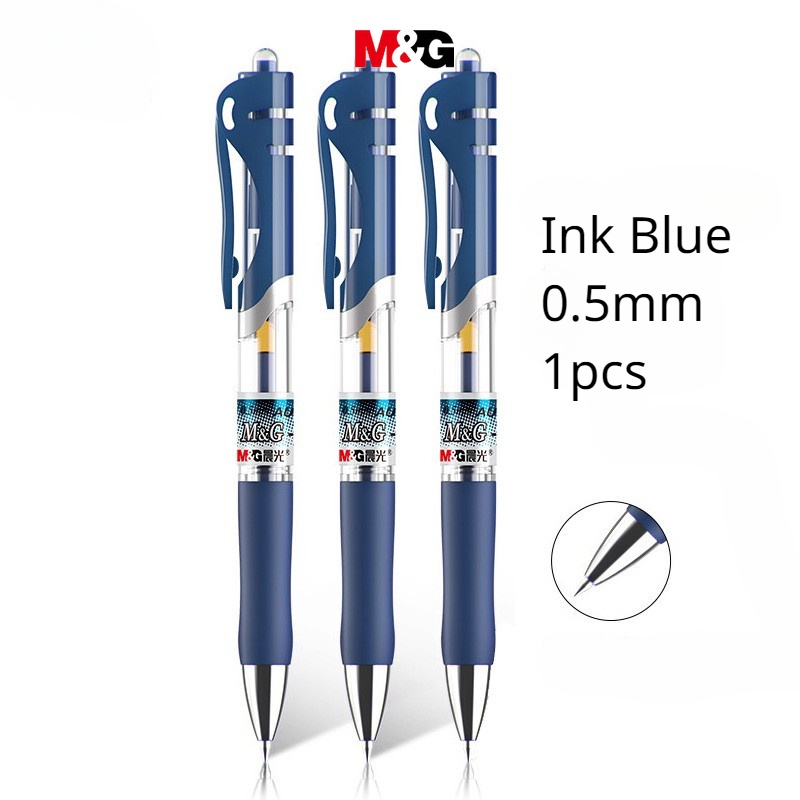 M&G Stationery Gel Pen K35 0.5 Ink Blue Pen Press Bullet Signature Pen ...