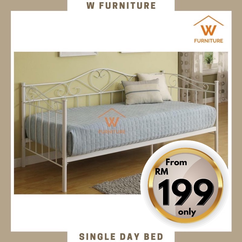 🔥READY STOCK🔥WFurniture DAY BED SINGLE METAL BED FRAME/KATIL BESI/SOFA ...
