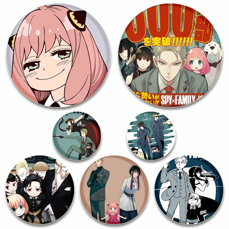 58mm SPY X FAMILY Alloy Enamel Pin Cute Anime Brooches Anya Cute Head ...