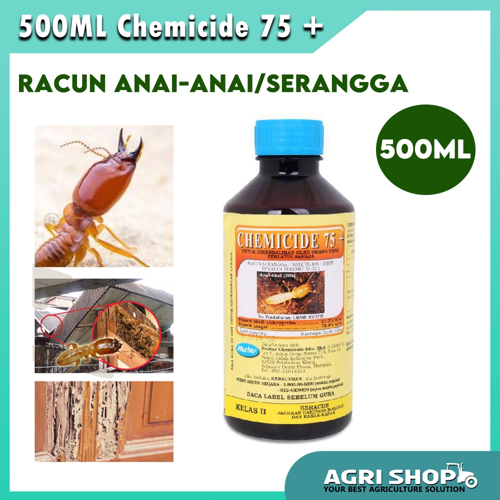 Agrishop 500ml Chemicide 75+ Insecticide 21.2% Class 2 Racun Anai/Semut ...