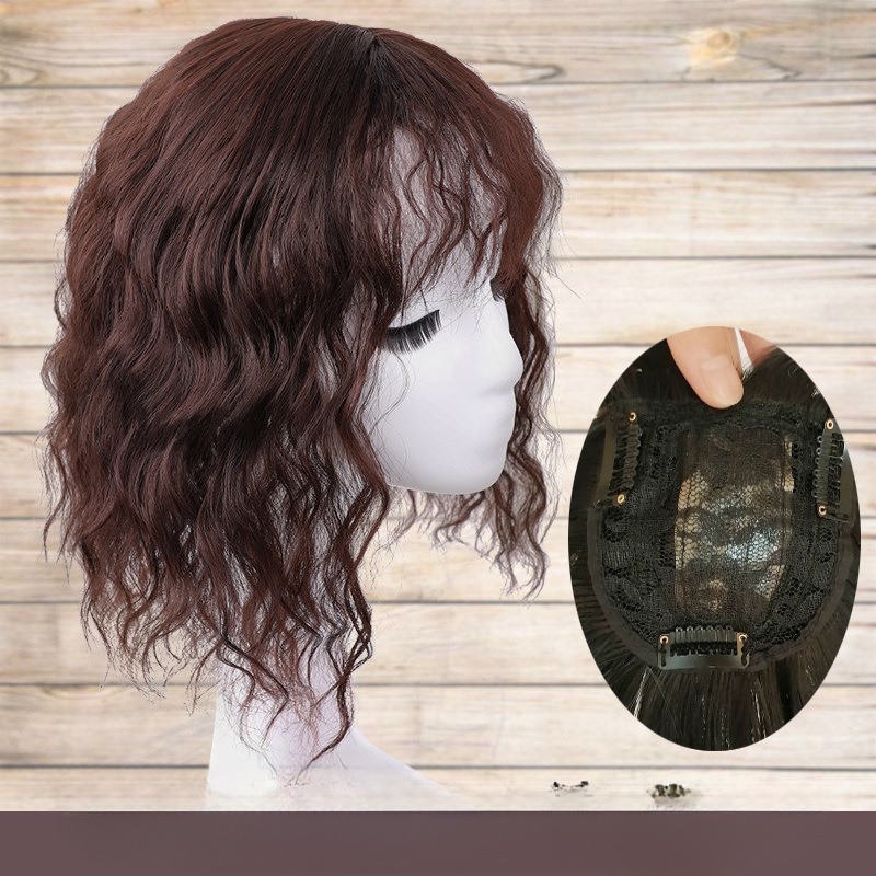 Top of the head hair patch fake bangs curly hair simulation hair corn ...
