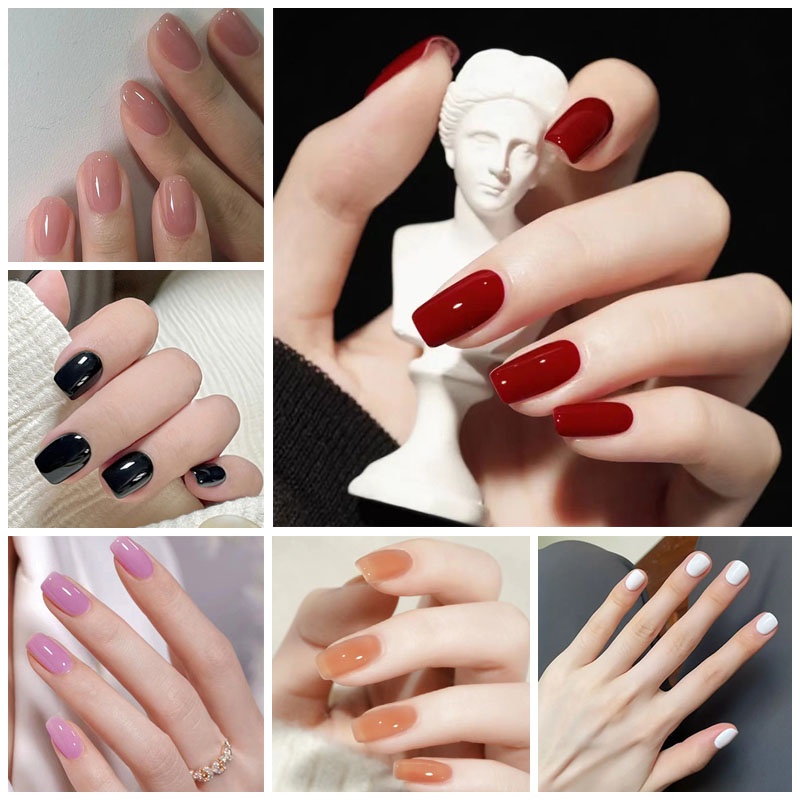 Simple Solid Color Fake Nails with Box Long Square and Short Square ...