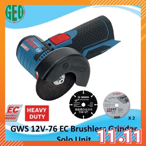 Bosch GWS 12V-76 Professional Cordless Angle Grinder (Brushless ...