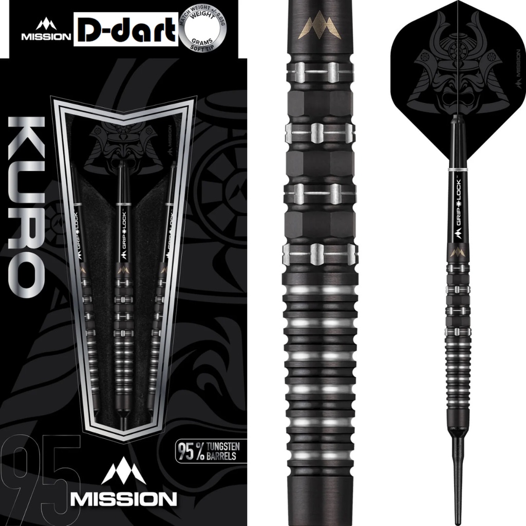 MISSION SOFT TIP DART - 20G/22G M3 KURO Rear ISO GRIP Black Titanium ...