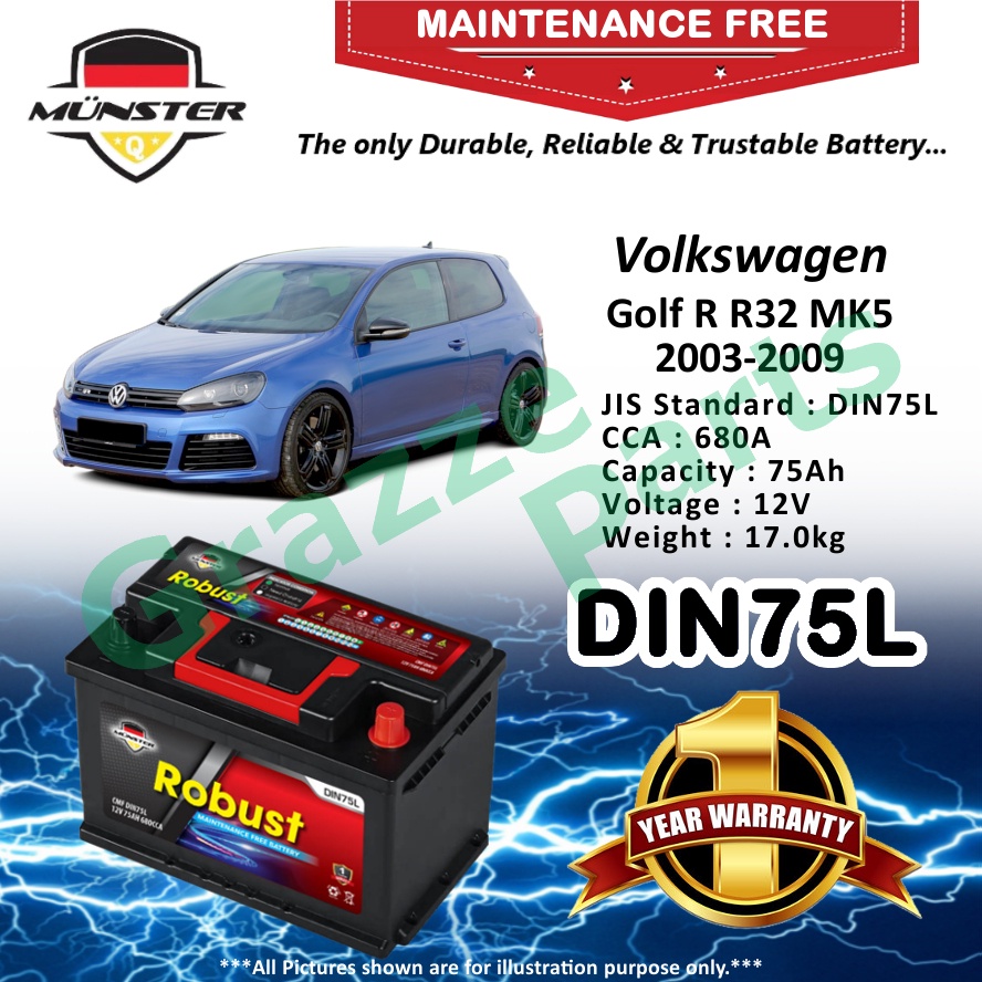 Münster Robust MF CMF DIN75 | DIN75L | 57539 (75AH) Car Battery Bateri ...
