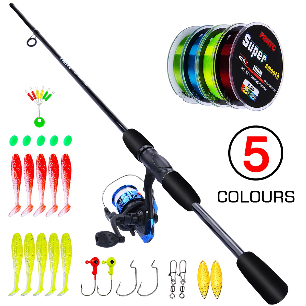 5 Colors Fishing Set 1.65M/1.8M Fishing Rod 5.2:1 Gear Ratio Spinning ...