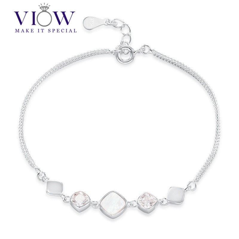 VIOW S925 Sterling silver 18K Rose Gold Mother of Pearl Charm Bracelet ...