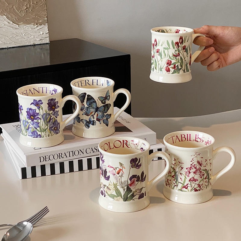 European Classical Ceramic Flower Cup Creative Office Home Coffee Mug ...