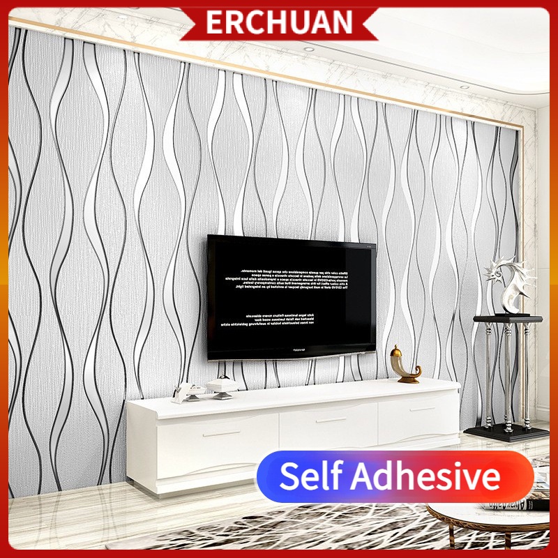 9.5M Wave Wall Sticker Self Adhesive Light Luxury Modern 3D Wallpaper ...