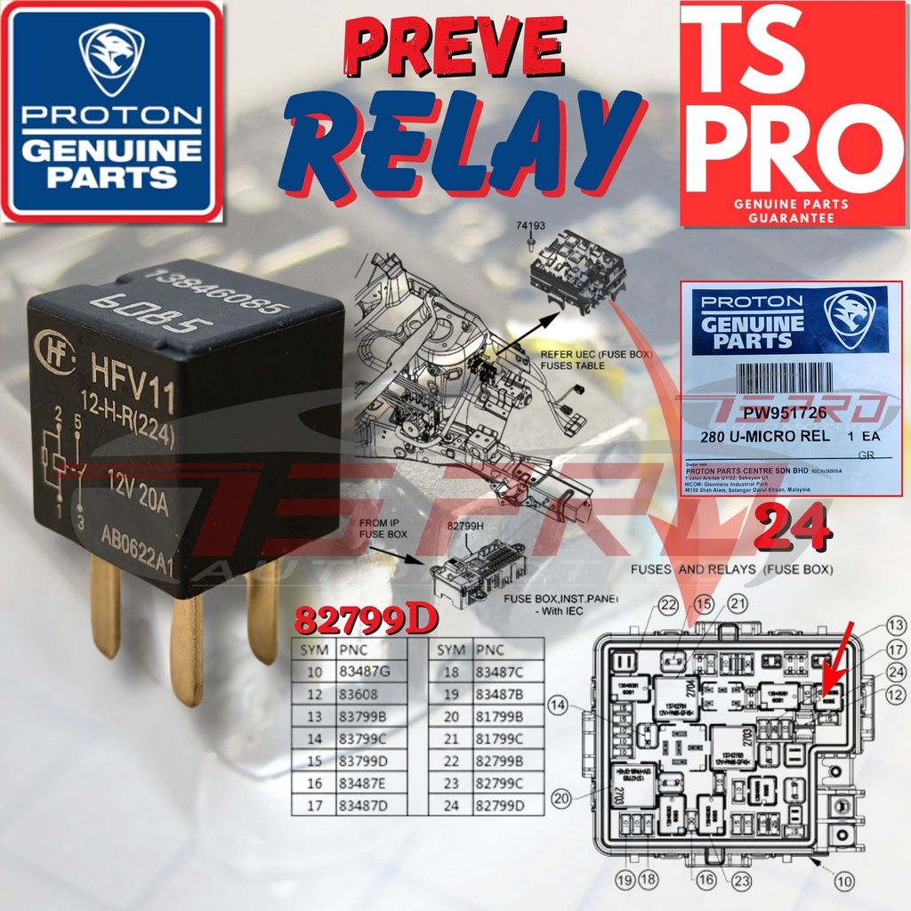 Proton Preve Genuine Relay (280 U-MICRO RELAY SPST) 4Pin PW951726 ...