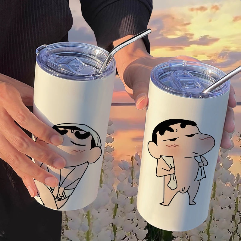 Crayon Shin-chan thermos cup with straw casual cup coffee cup portable ...