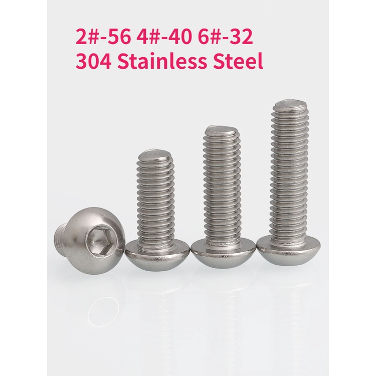 UNC 2#-56 4#-40 6#-32 304 A2-70 Stainless Steel Round Head Hex Hexagon Socket Screws Button Head ...