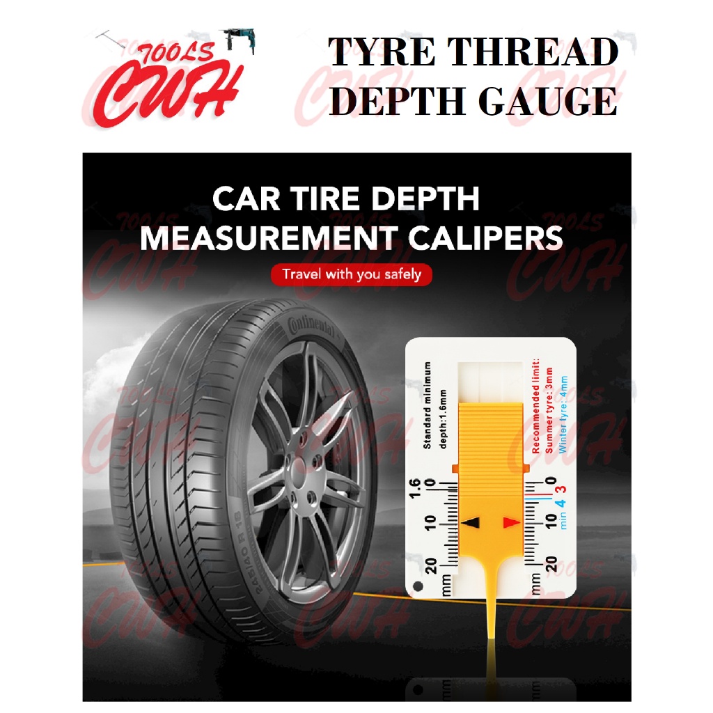 CAR VEHICLE TYRE TIRE DEPTH MEASURE MEASURING TOOL MEASURER GAUGE ...