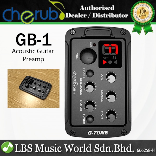 Cherub GB-1 3 Band EQ Built-in Piezo Ceramic Acoustic Guitar Preamp ...