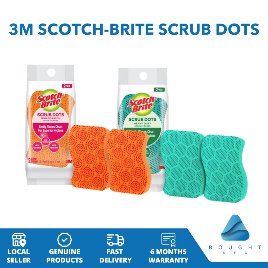 3M Scotch Brite Scrub Dots Non-Scratch Antibacterial Scrub Sponge ...