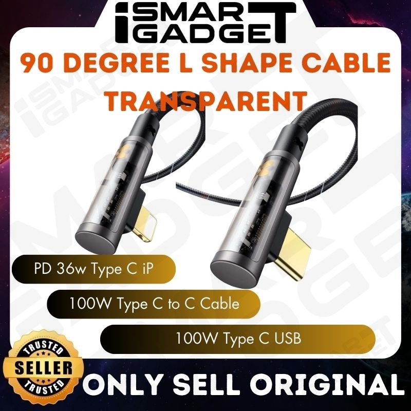 Mcdodo Transparent USB C Cable Double 90 Degree Fast Charger Type C L ...