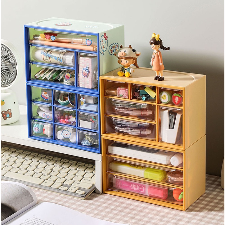READY STOCK 3/4/6 Slot Drawer Stationery Desktop Organizer Fancy Sanrio ...