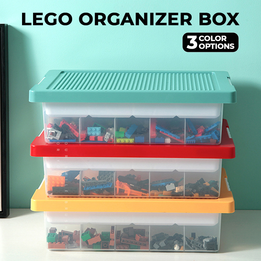 Kotak simpan Lego Organizer Box 2 Layer Original Toys Organiser Grids ...