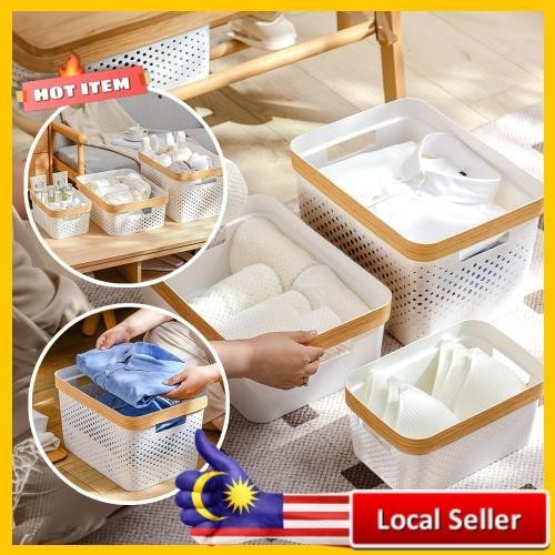 Best Item: Wooden & Plastic Storage Container Box Basket for Bathroom ...