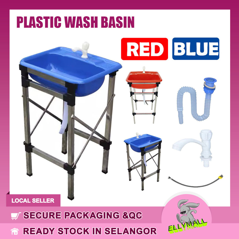 🇲🇾 IN STOCK💯Plastic Basin with Foldable Stand / Sinki Plastik Rack ...