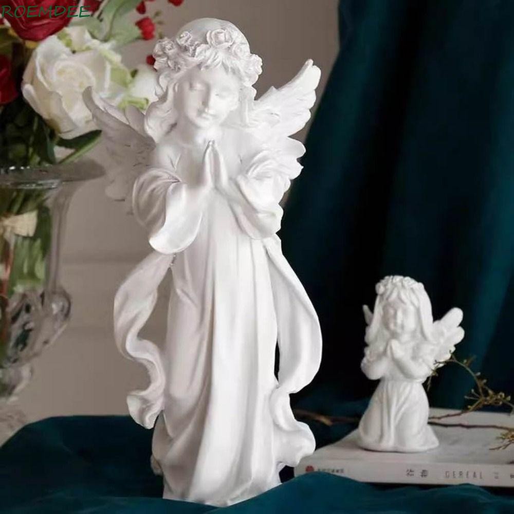 ROEMDEE Angels Statues, Hand Carved Figurine Praying Angel Sculpture ...