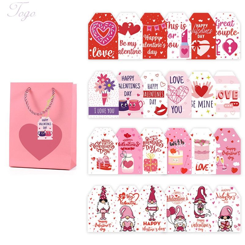 60pcs Pink Red Heart Love Gift Tags With Twine Hanging Label Cards For ...