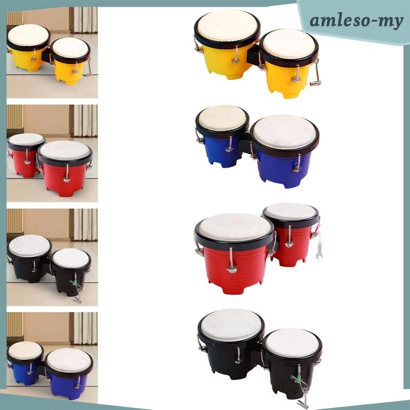 [AmlesoMY] 4" 5" Percussion Bongos Drum Set African Hand Drum for Kids Professionals | Shopee ...