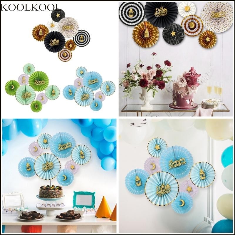 KOOK 8pcs Ramadans Paper Fan Set Elegant Folding Fan for Eid Mubarak ...