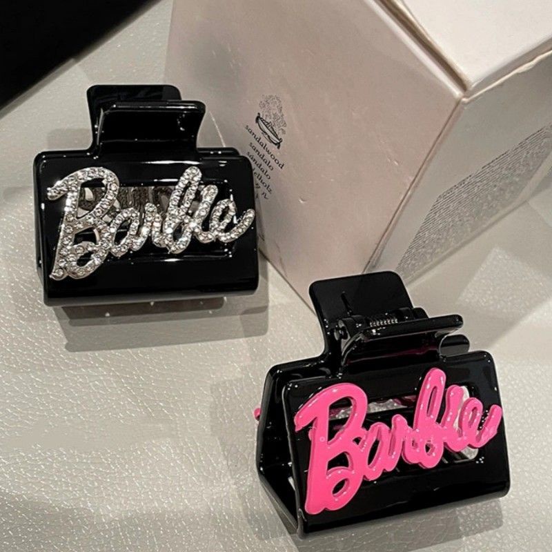 Pink letter black grab clip y2k dopamine Barbie style half-tie series ...