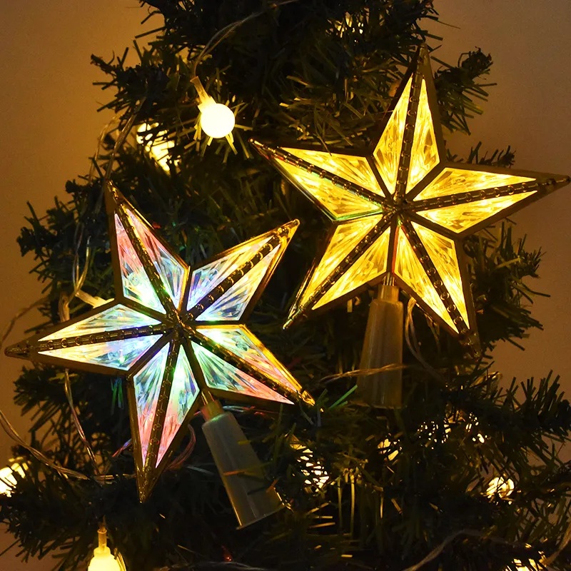 1Pc Christmas Tree Top Decorative Star Light / Xmas LED Glowing Five ...