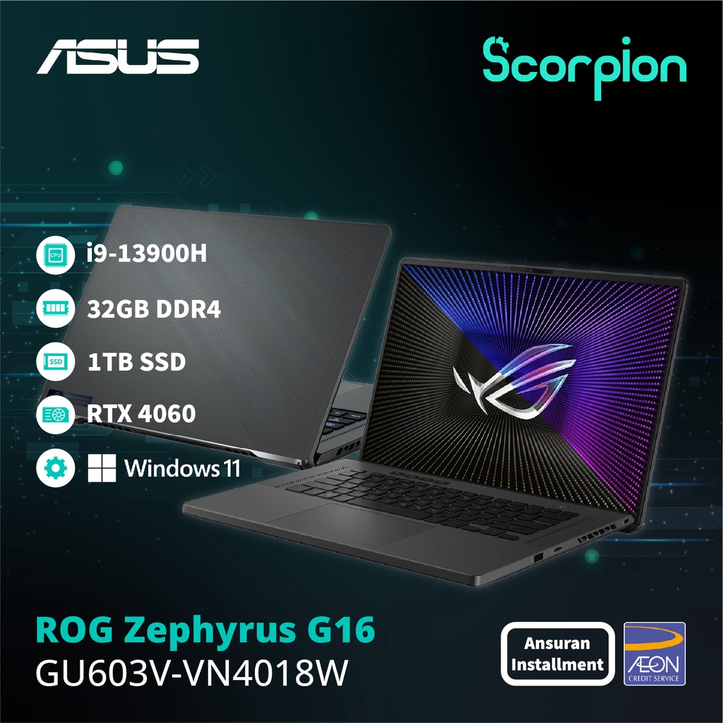 Asus ROG Zephyrus G16 GU603V-VN4018W Gaming Laptop（Aeon Credit Services ...