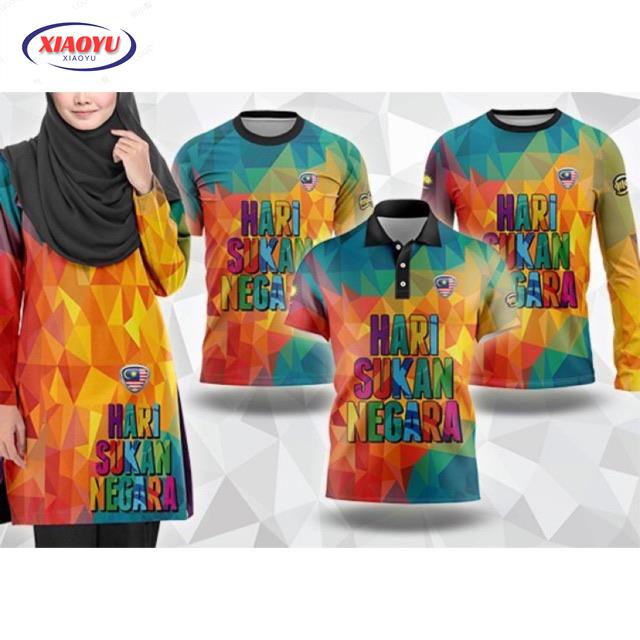 Jersey Hari Sukan Negara 2024 Baju Muslimah Labuh Tshirt Muslimah Jersey Microfibre Couple Set ...