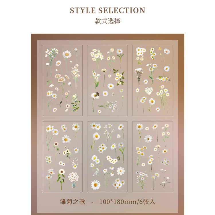 ENWEI 6 Pcs [Nature Series] Vintage Journal Stickers PET Sticker Paper ...