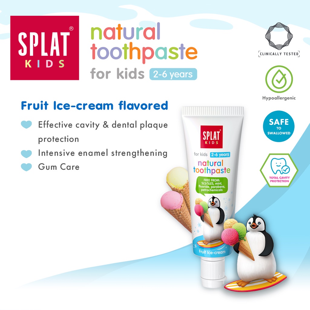 SPLAT Kid Series Toothpaste Ages 2-6 - Fruit Ice Cream 50ml | Shopee ...