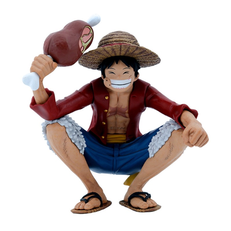 Character model of Luffy Sitting Eating Big Legs 14cm tall, Luffy One ...