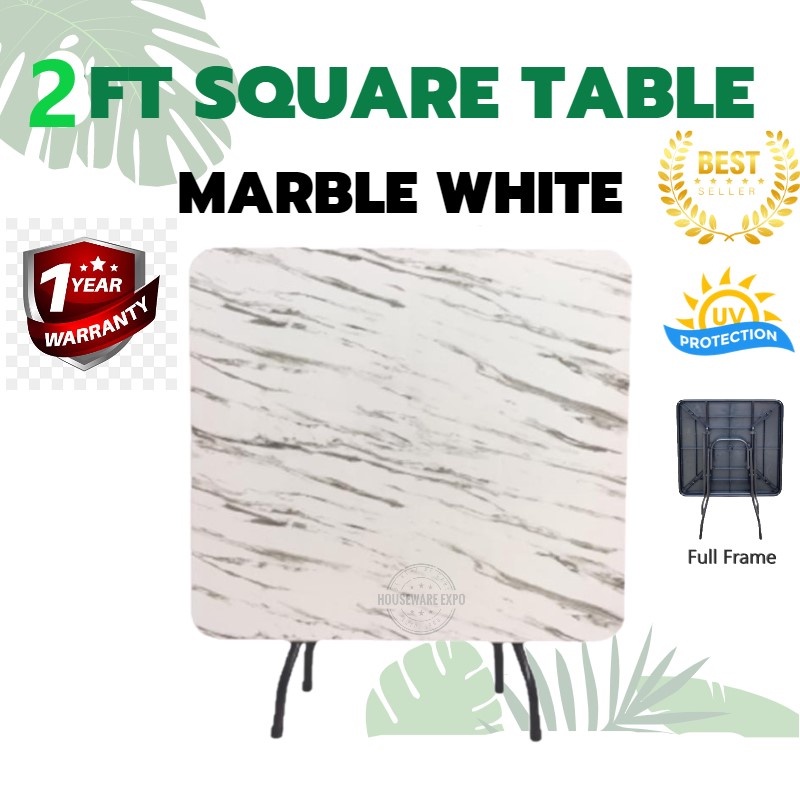 Marble Plastic Dining Table 2x2’ Meja Lipat | Meja Plastik 2x2( READY ...