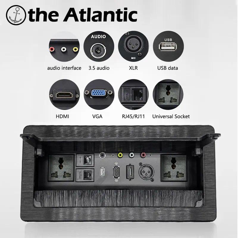 Table Desktop Sockets Retractable Countertops Plug With XLR VGA HDMI ...