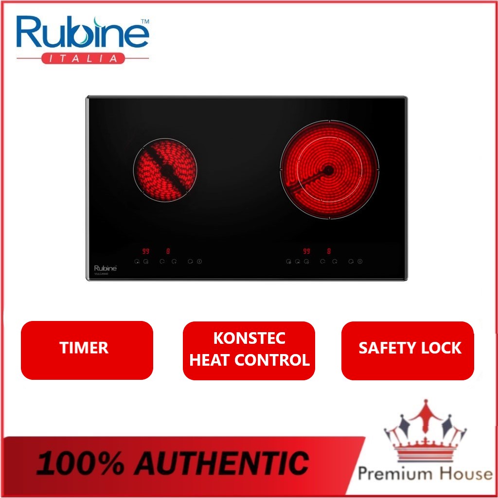 Rubine VULCAN Series Ceramic Electric Hob 2200W With 9 Power Level ...