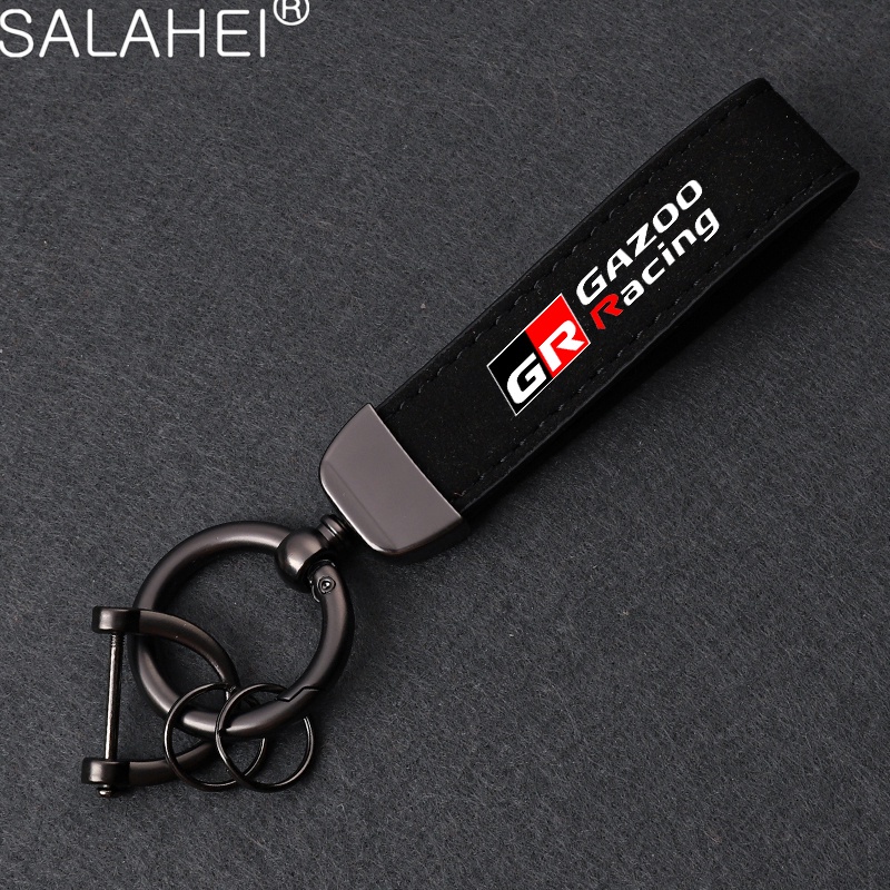 1PCS Suede Leather Car Rings Keychain Zinc Alloy Keyring For Toyota GR ...