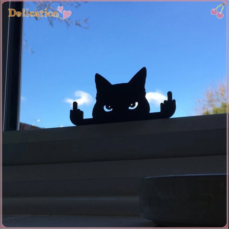 Delication Cat Ornament Middle Finger Cat Black Peeping Black Cat ...